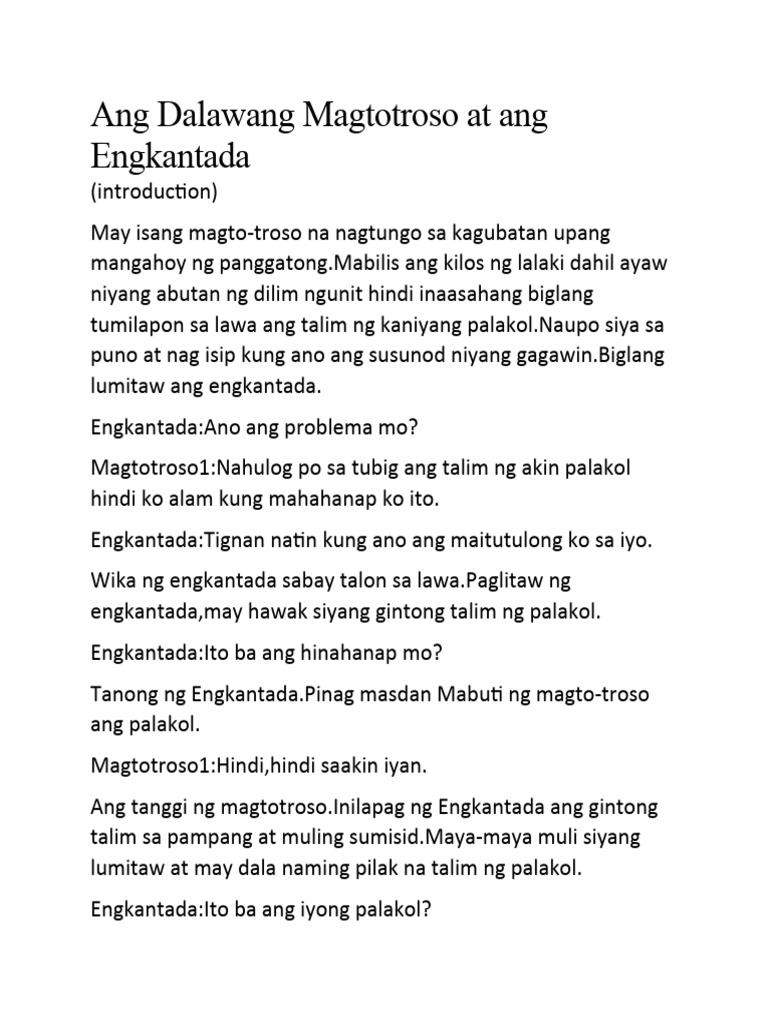 Ang Dalawang Magtotroso at Ang Engkantada | PDF