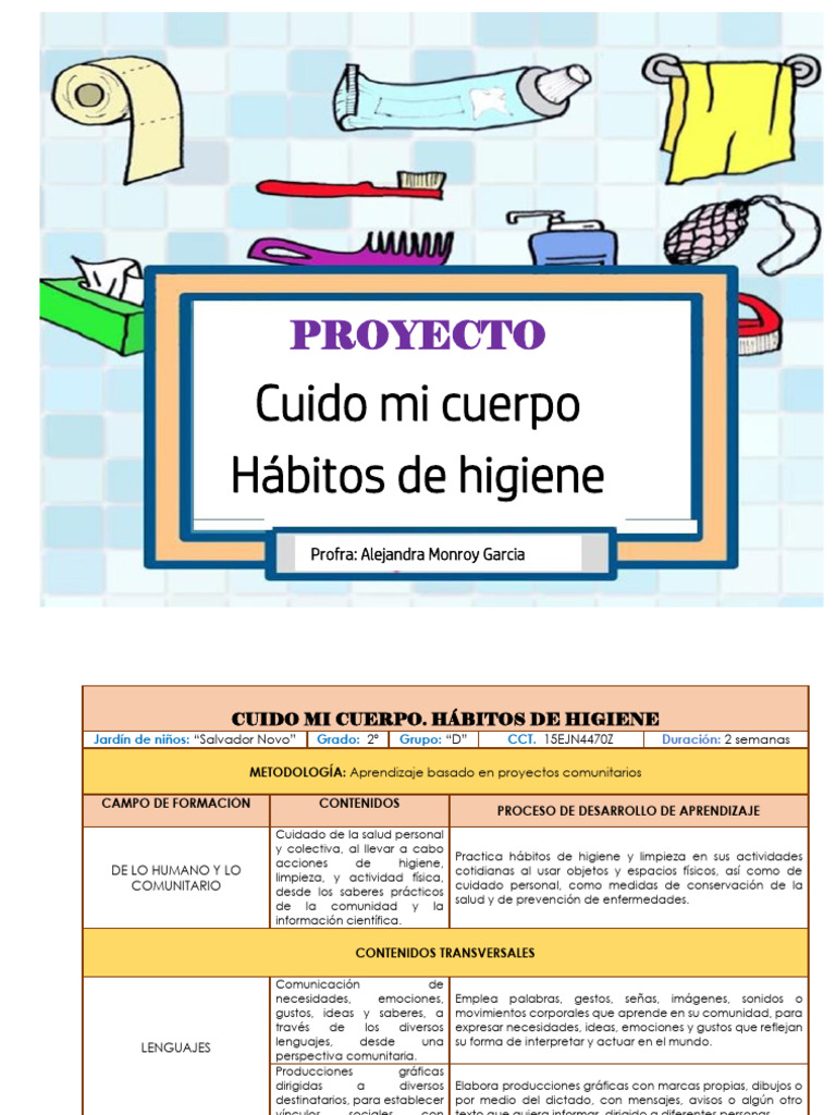 Cuido mi cuerpo: Hábitos de higiene | PDF | Educación de la primera ...