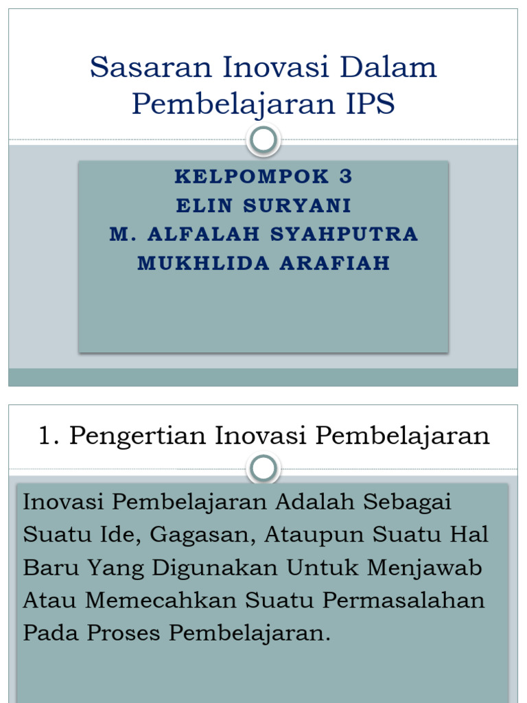 Sasaran Inovasi Dalam Pembelajaran IPS | PDF