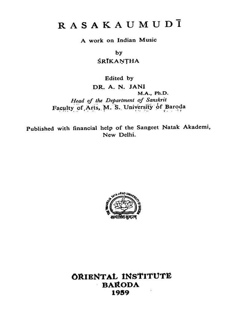 TXTSKT Rasakaumudi Srikantha OrientalInstt - Vadodara 1959 0047 | PDF