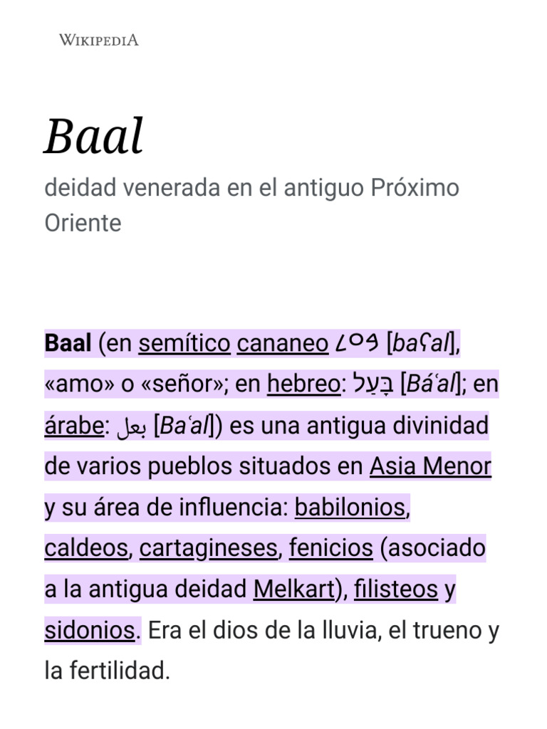 Baal - Wikipedia, la enciclopedia libre | PDF | Nombres de Dios en el judaísmo | Mitología ...