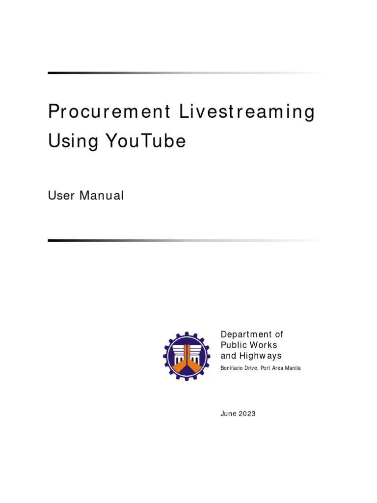 Procurement Livestream Using Youtube - User Manual v1 | PDF | You Tube | Login