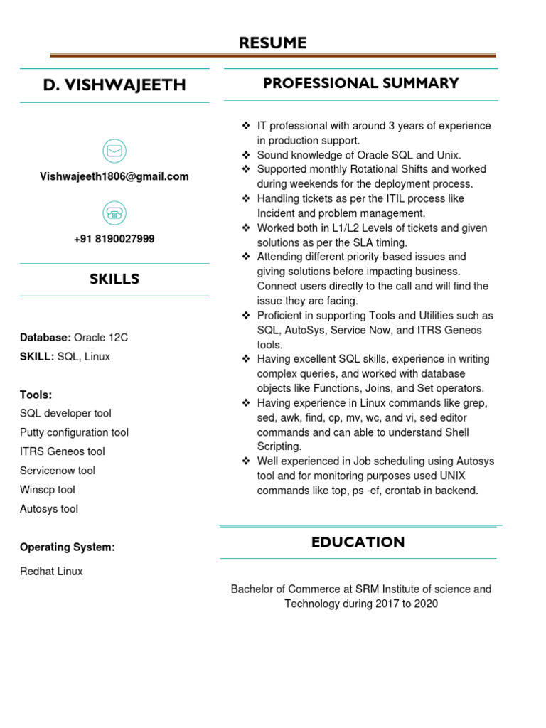 VishwajeethD - Apllication Producation Support - Mphasis | PDF | Databases | Server (Computing)