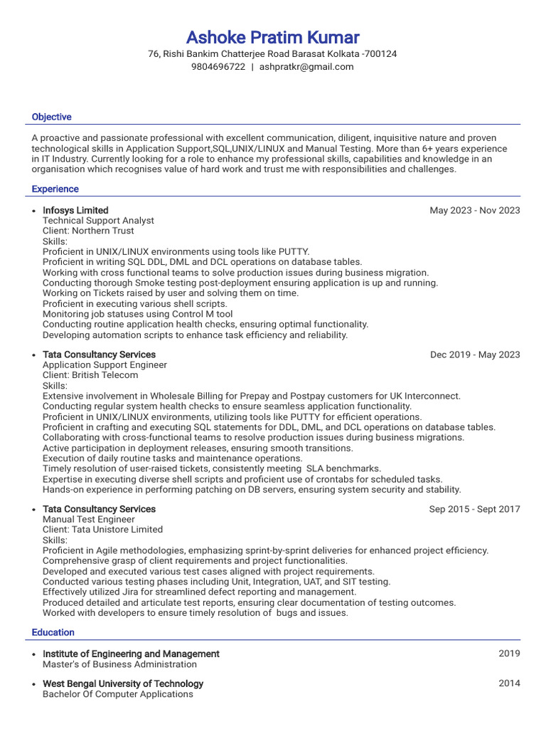 AshokePratimKumar Application Production Support MPHASIS | PDF | Information Technology | Software