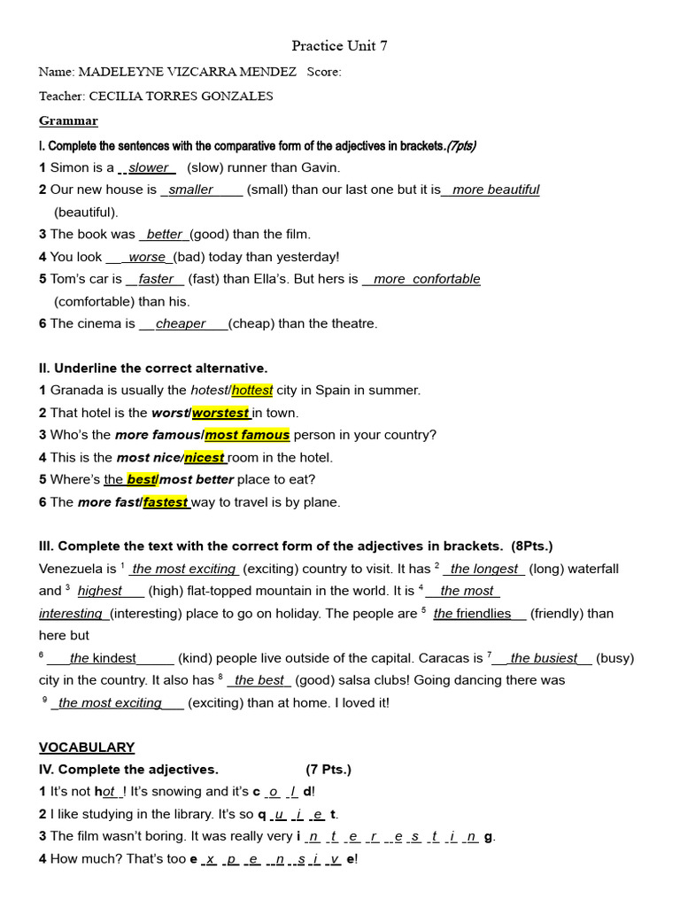 Practice Unit 7 | PDF