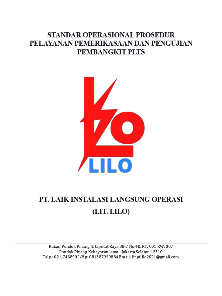 Sop Slo PLTS | PDF | Teknologi & Rekayasa