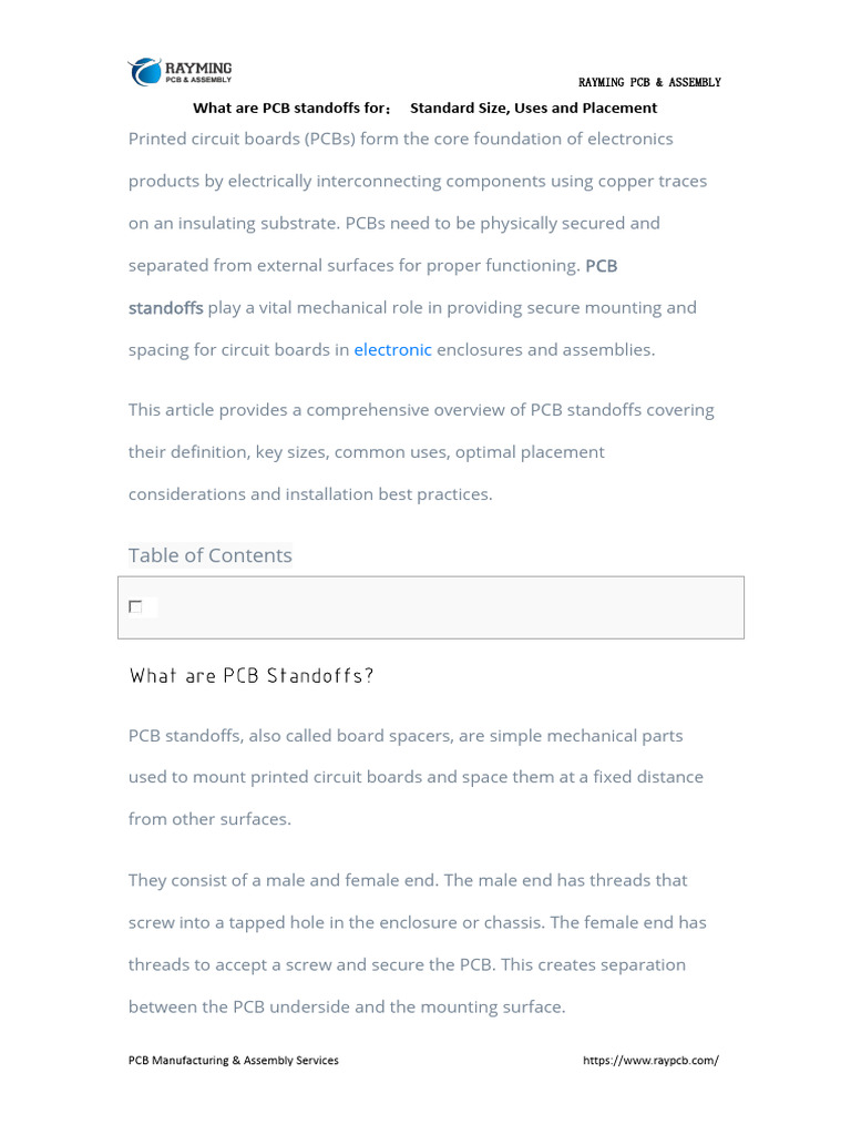What Are PCB Standoffs For Standard Size, Uses and Placement | PDF ...