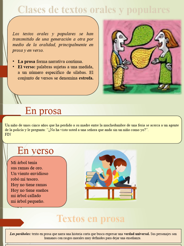Clases de Textos Populares | PDF | Prosa | Fábula