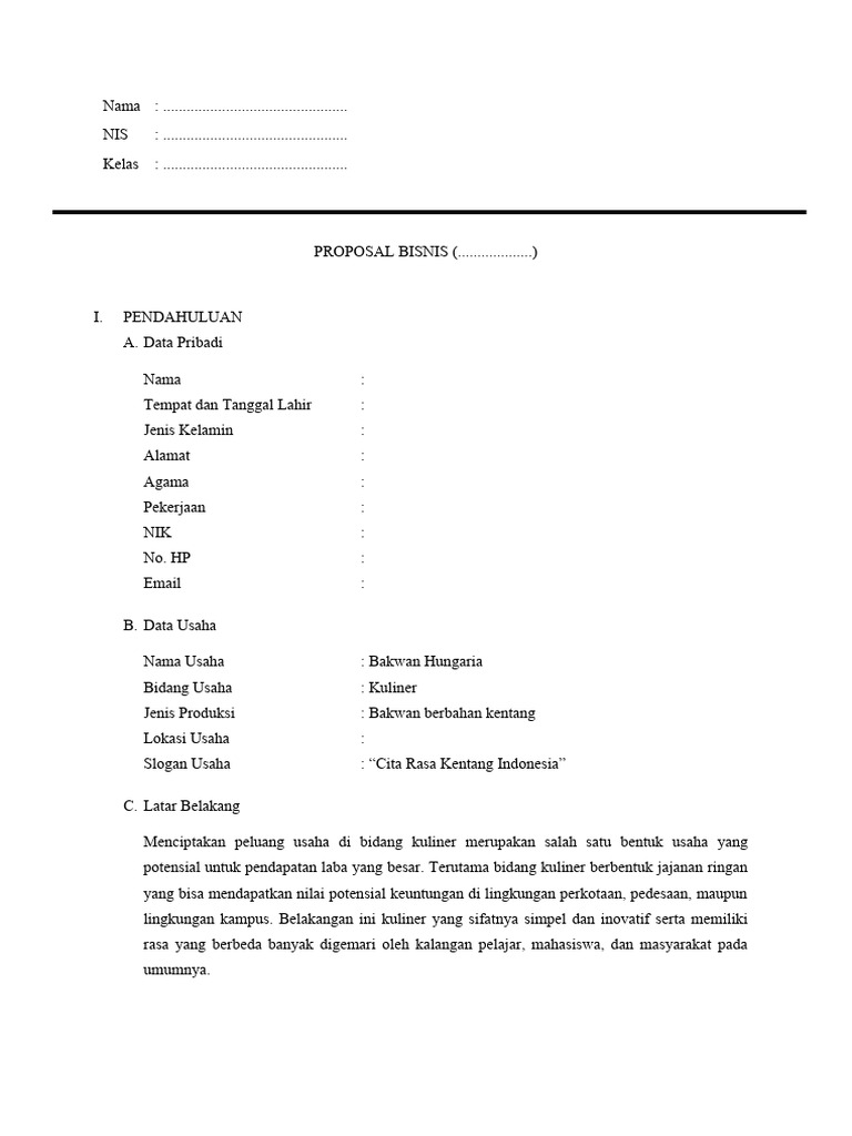 Template Proposal Bisnis Kuliner | PDF
