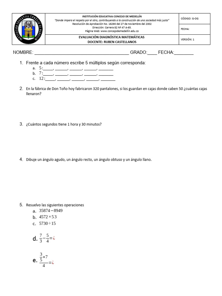 2024 Evaluación Diagnóstica Pdf 1992
