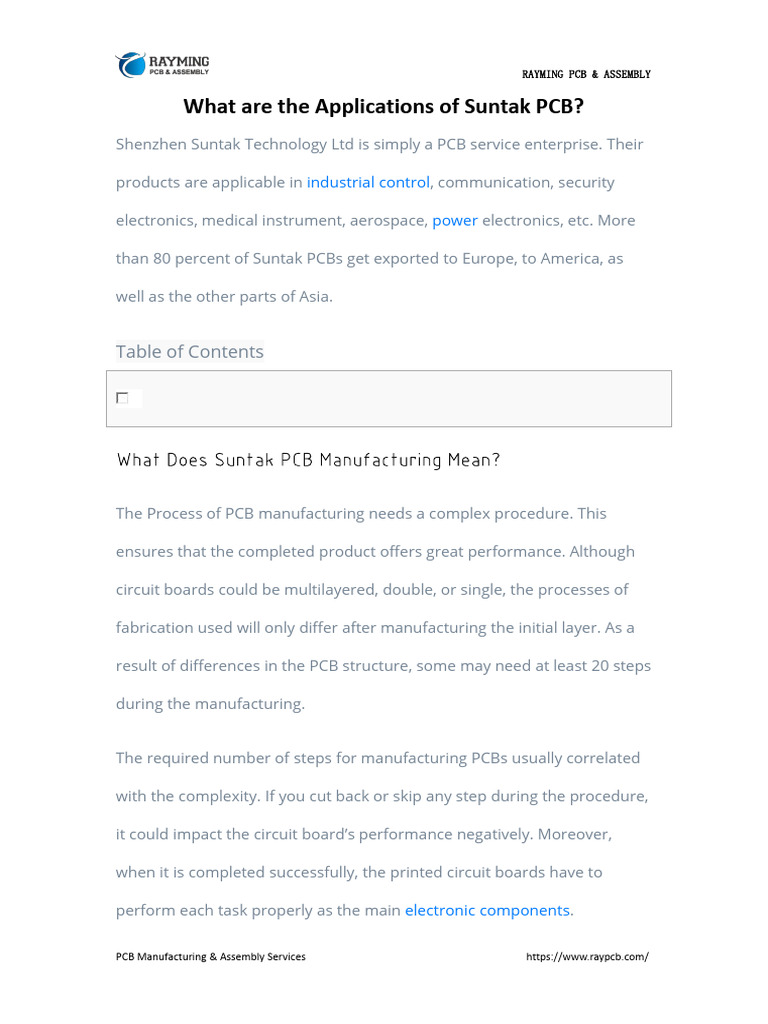What Are The Applications of Suntak PCB | PDF | Printed Circuit Board ...