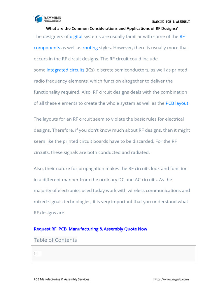 What Are The Common Considerations and Applications of RF Designs | Download Free PDF ...