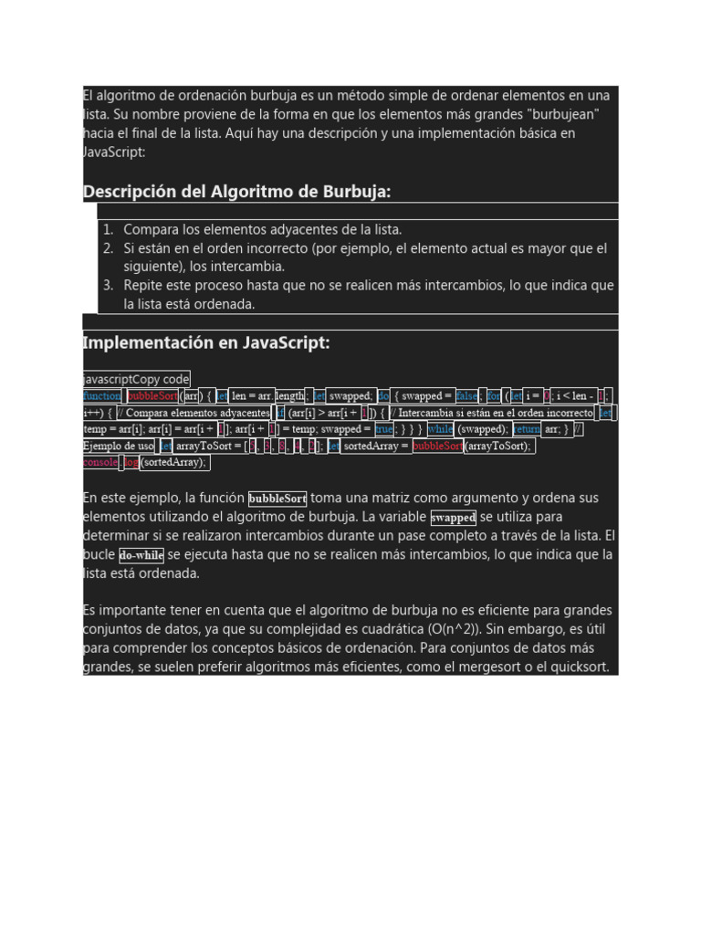 Algoritmo de Ordenacion Burbuja | PDF