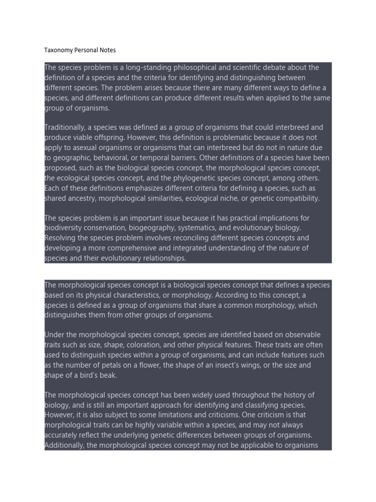 Intro To Plant Taxonomy Notes | PDF | Species | Taxonomy (Biology)