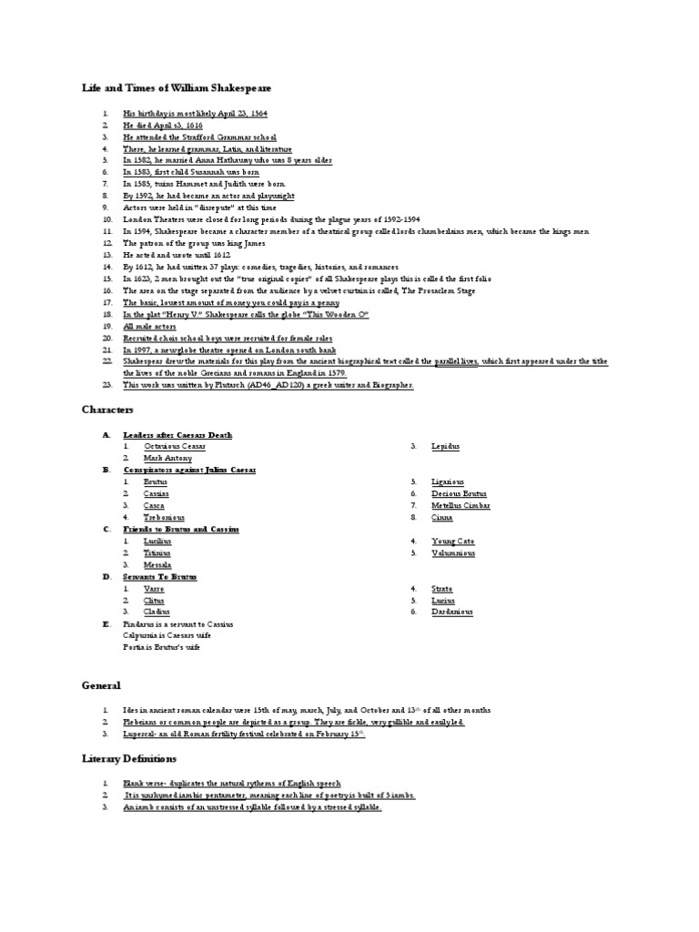 Overview of Shakespeare's Life and Works | PDF | Ancient Rome | Theatre