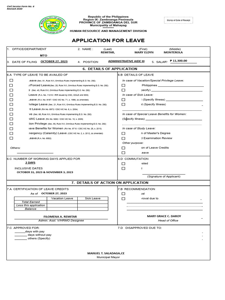 Application for Leave | PDF | Parental Leave | Childbirth