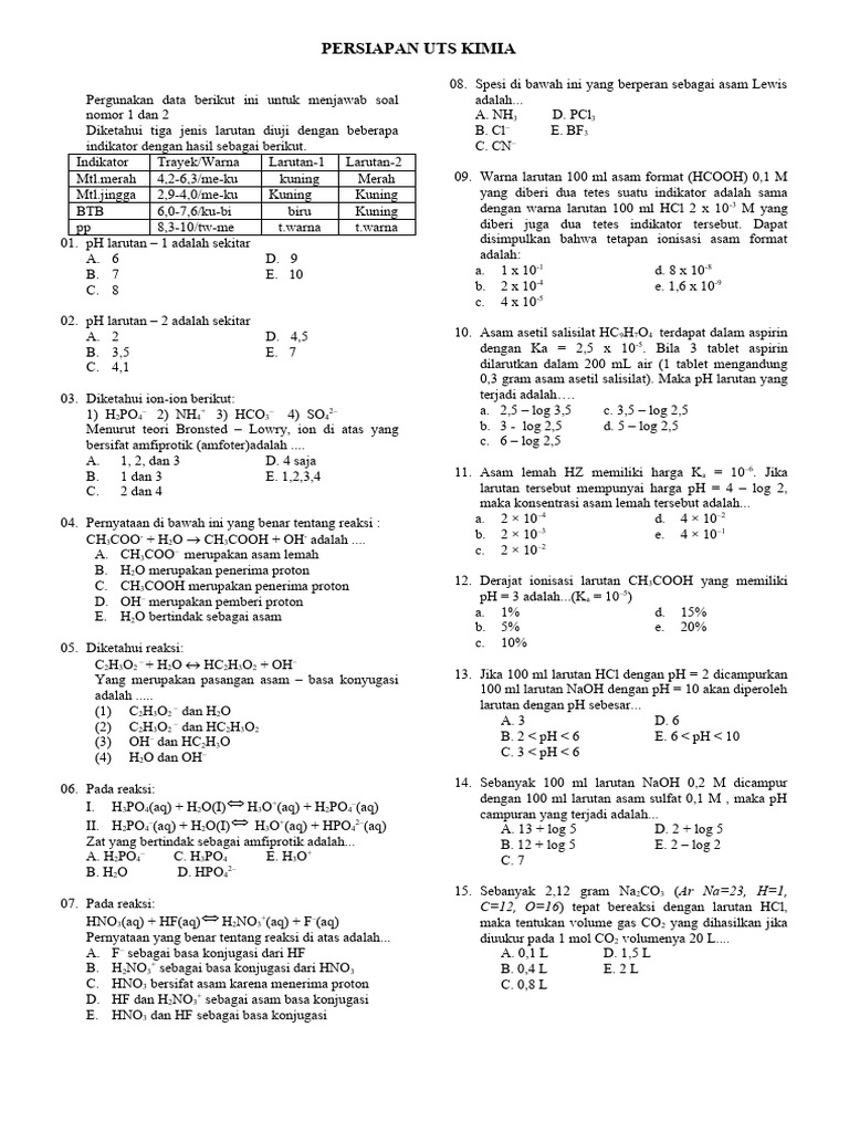 Cs PH Asam Basa, Campuran, Stoikiom Reaksi | PDF