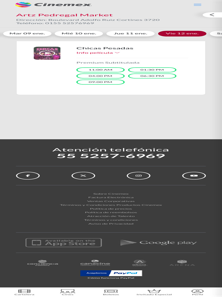 Artz Pedregal Market - Cartelera y Horarios en Sur - Cinemex | PDF