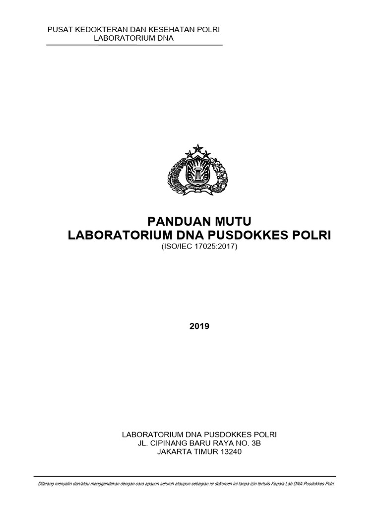 Panduan Mutu Lab DNA Polri | PDF | Teknologi & Rekayasa