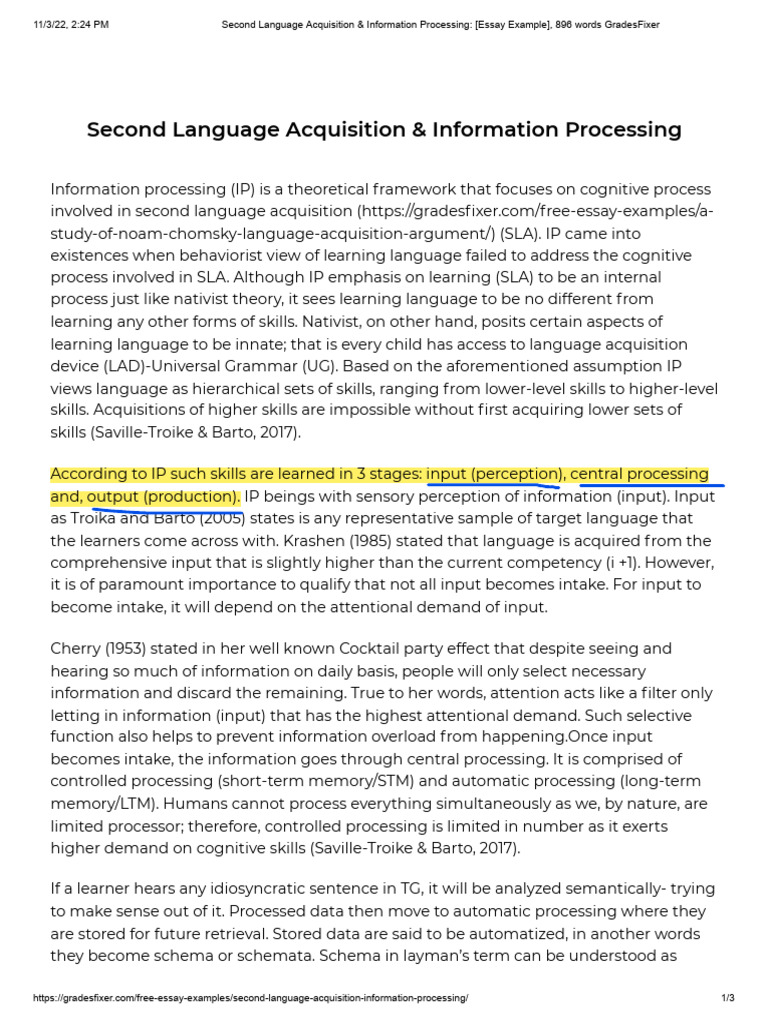 Second Language Acquisition & Information Processing | PDF | Second Language Acquisition ...