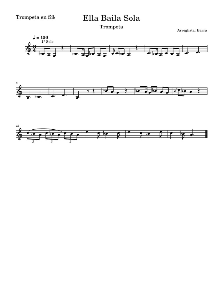 Ella Baila Sola Trumpet Sheet Music | PDF