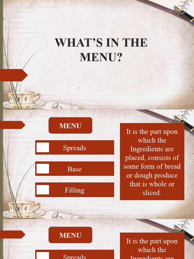 Anatomy of a Sandwich Components | PDF | Sandwich | Ham