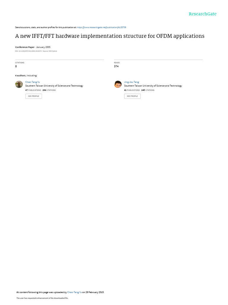 FFT Implementation With Hardware Reuse | Download Free PDF | Orthogonal Frequency Division ...