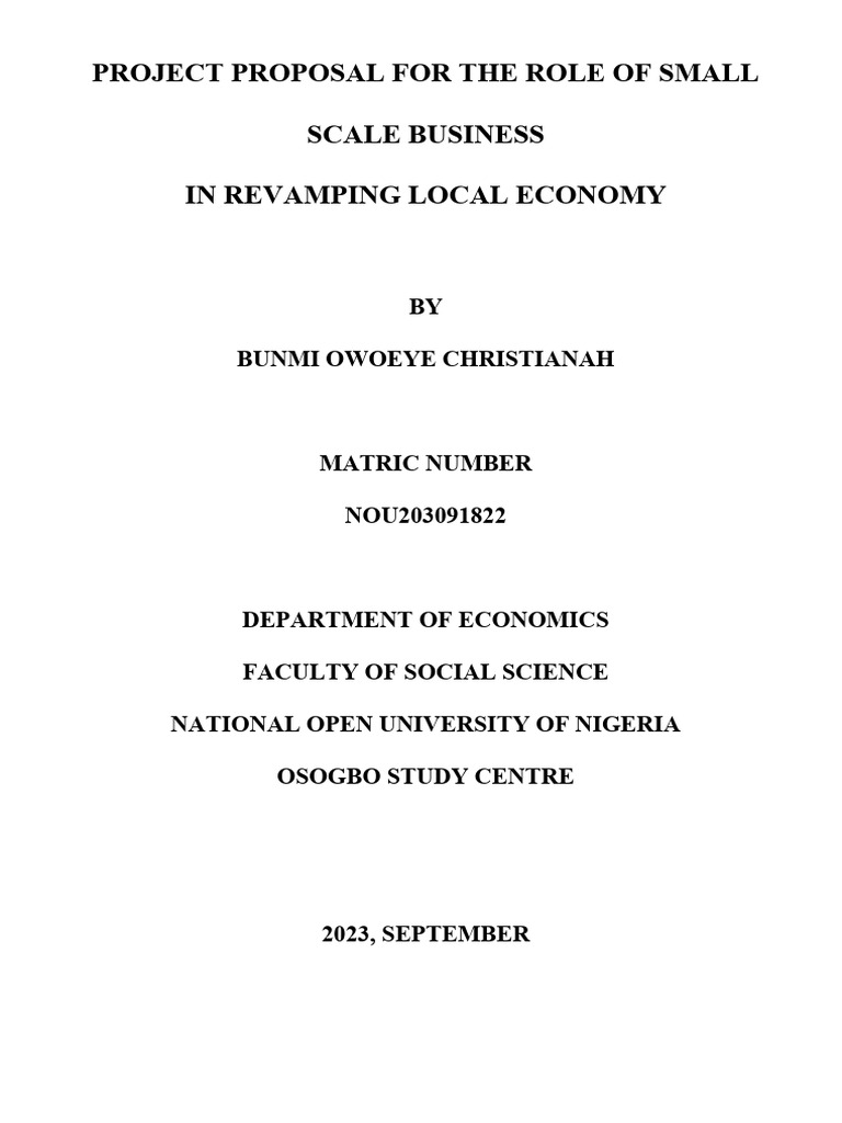 Project Proposal For The Role of Small Scale Business | Download Free PDF | Sampling (Statistics ...