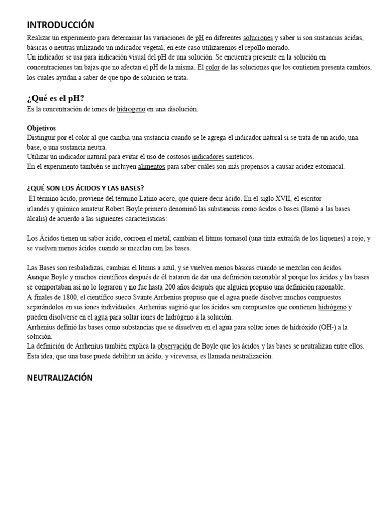 Introducción: ¿Qué Es El PH? | PDF | Ácido | Ph