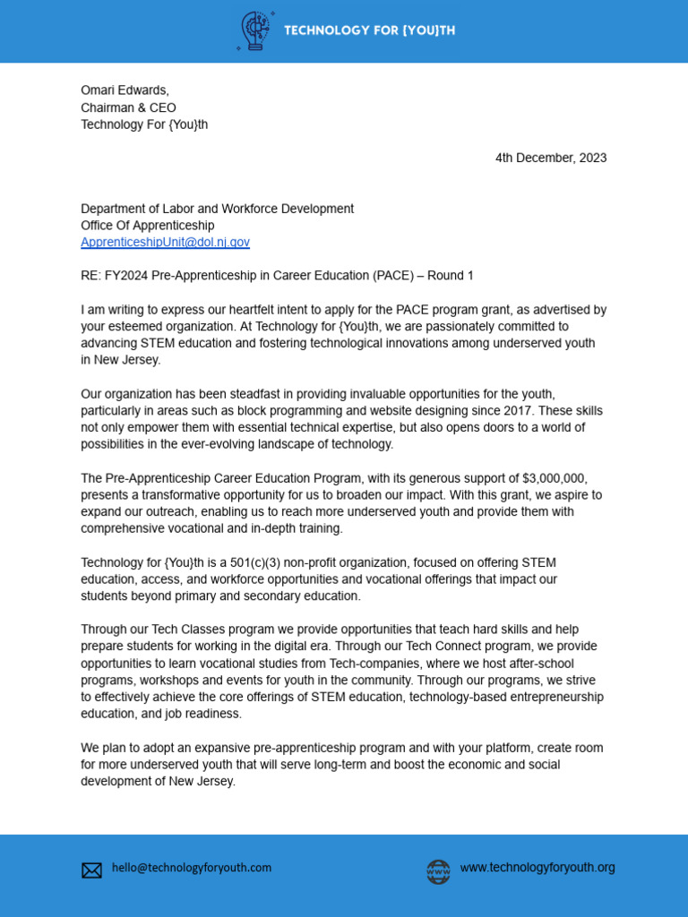 Letter of Intent - TFY - FY 2024 PACE Round 1 - Final | PDF | Science ...