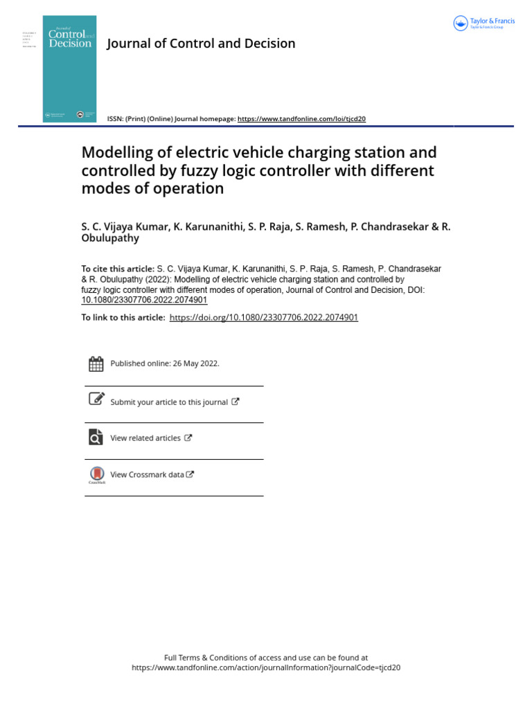 Modelling of Electric Vehicle Charging Station and Controlled by Fuzzy ... Modelling of Electric Vehicle Charging Station and Controlled by Fuzzy ...