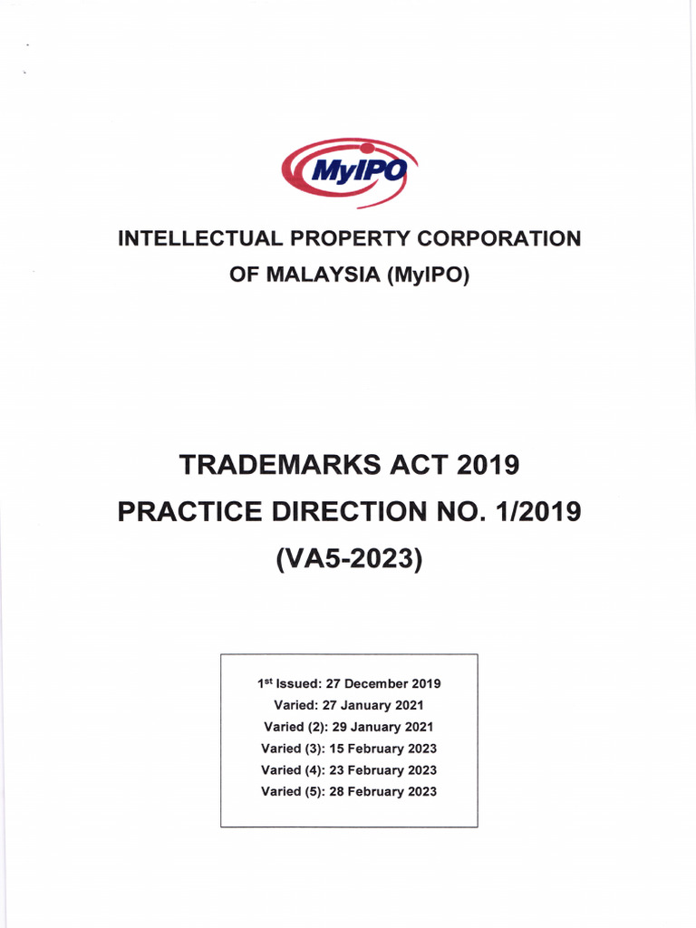 Practice Direction No 1-2019 (VA5-2023) | PDF | Domain Name Registrar | Trademark