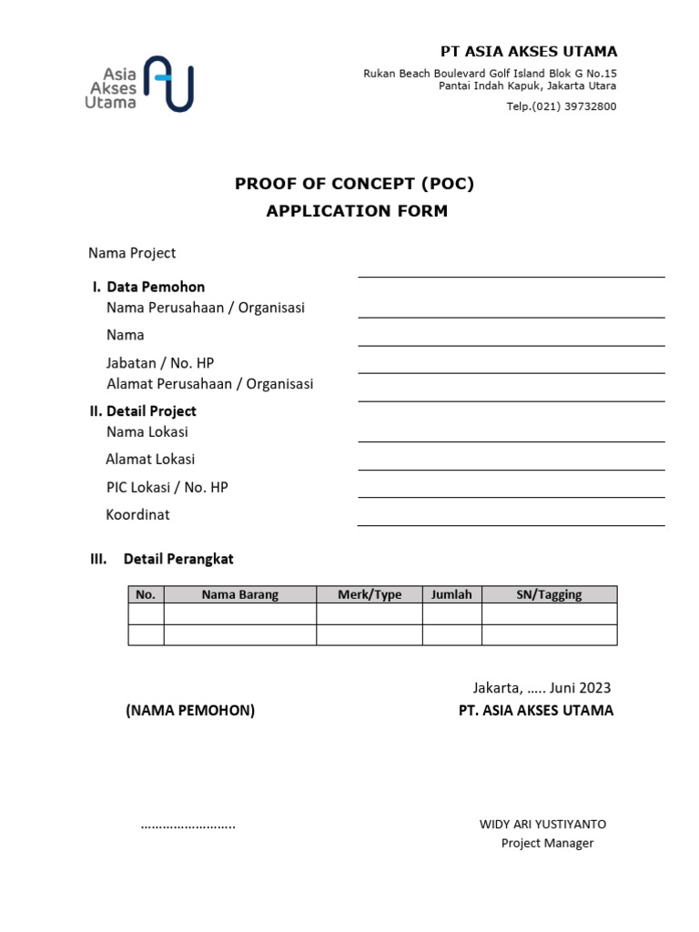 Proof of Concept Form | PDF