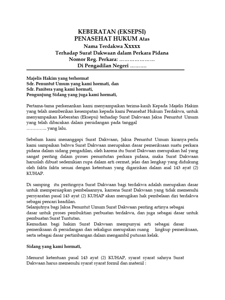 Contoh Eksepsi | PDF