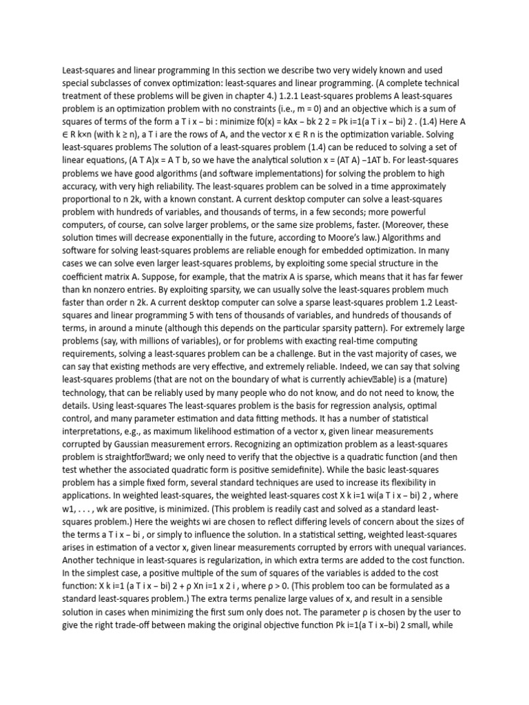 Least | PDF | Least Squares | Linear Programming