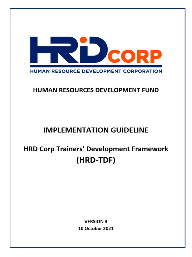 Implementation Guideline of HRD-TDF Oct2021 | PDF | Personal Trainer ...