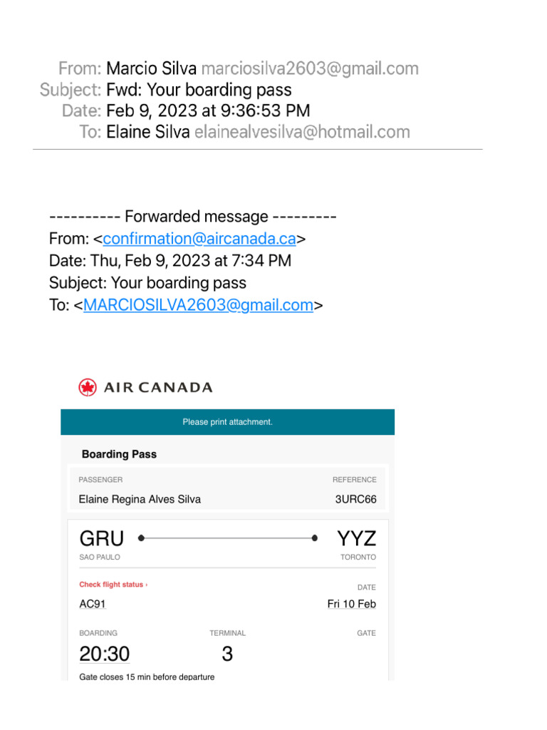 Air Canada Boarding Pass | PDF