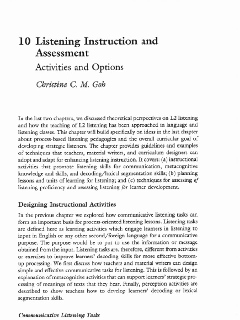 8.2-Listening Instruction and Assessment Activities and Options | PDF