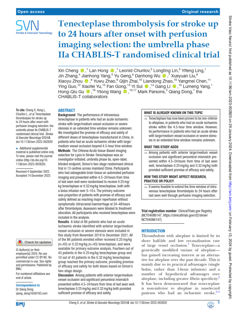 Tenecteplasa | PDF | Stroke | Ischemia