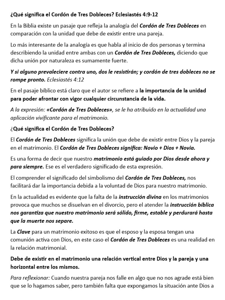 Significado del Cordón de Tres Dobleces | PDF | Matrimonio | Dios