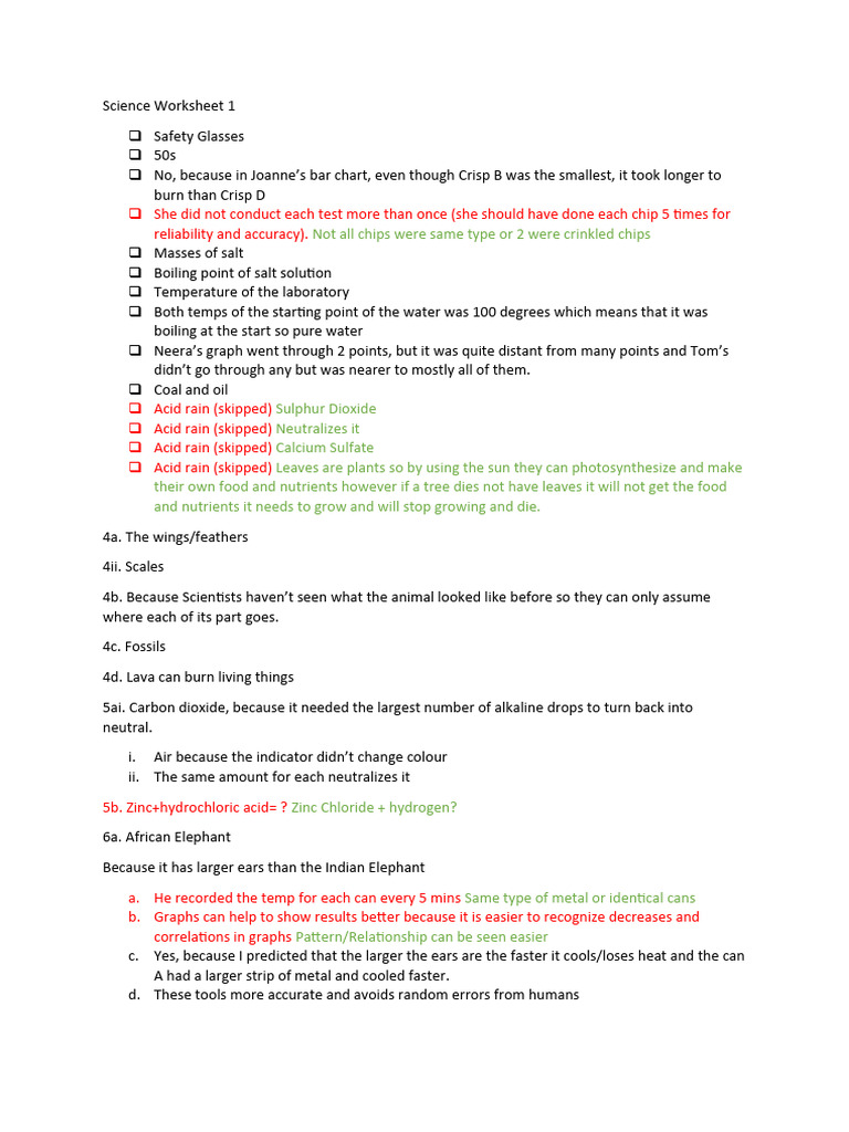 Science Worksheet 1 | PDF | Water | Nutrients