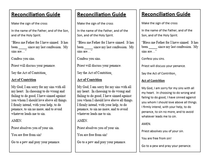 Reconciliation Guide | PDF | Penance | Confession (Religion)
