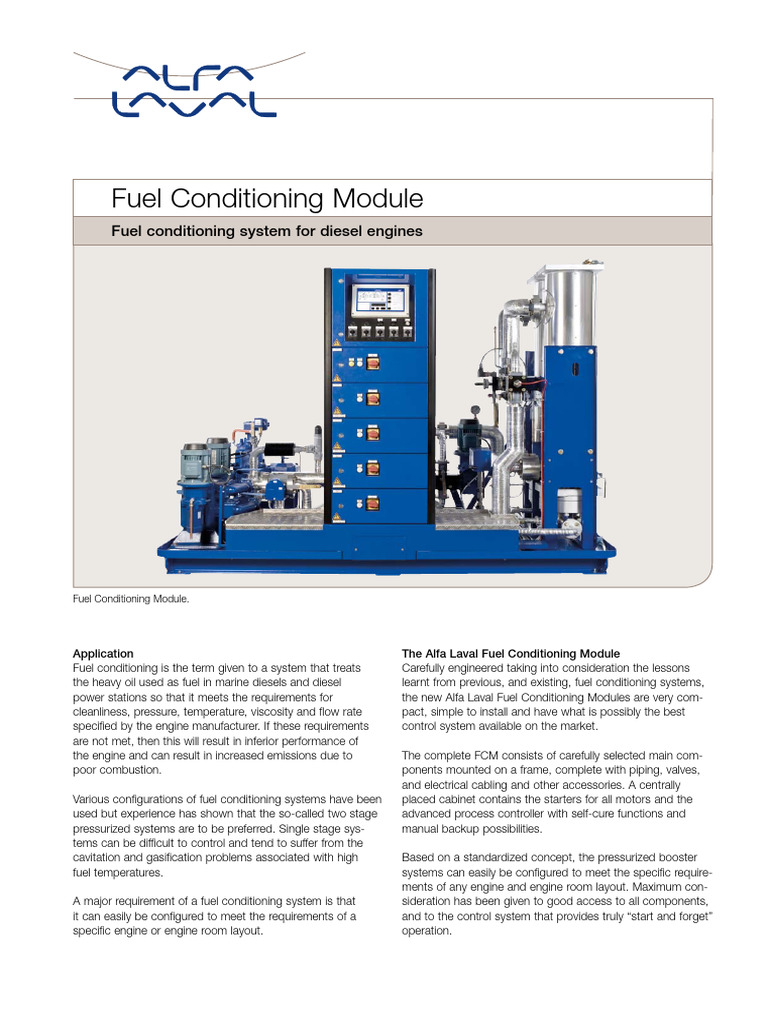 Fuel Conditioning Module Product Brochure | PDF | Pump | Diesel Engine