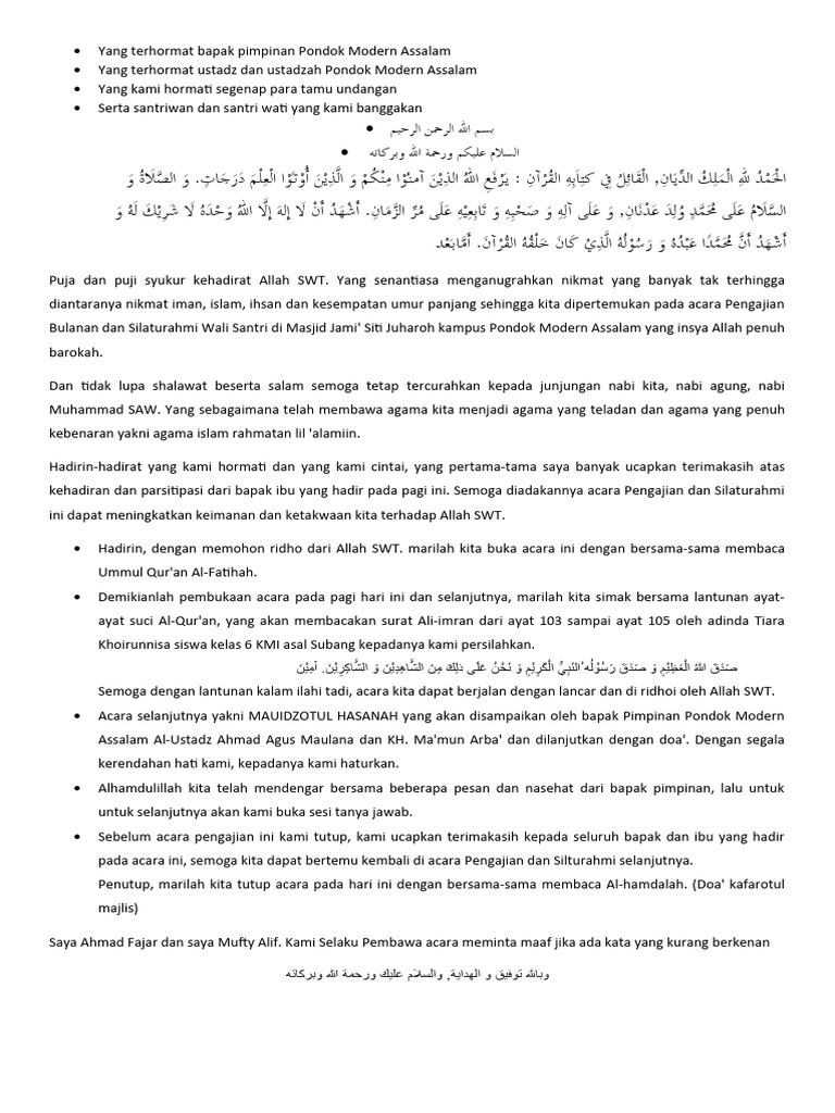 Teks MC Keren | PDF | Kajian Bahasa Asing | Agama & Spiritualitas
