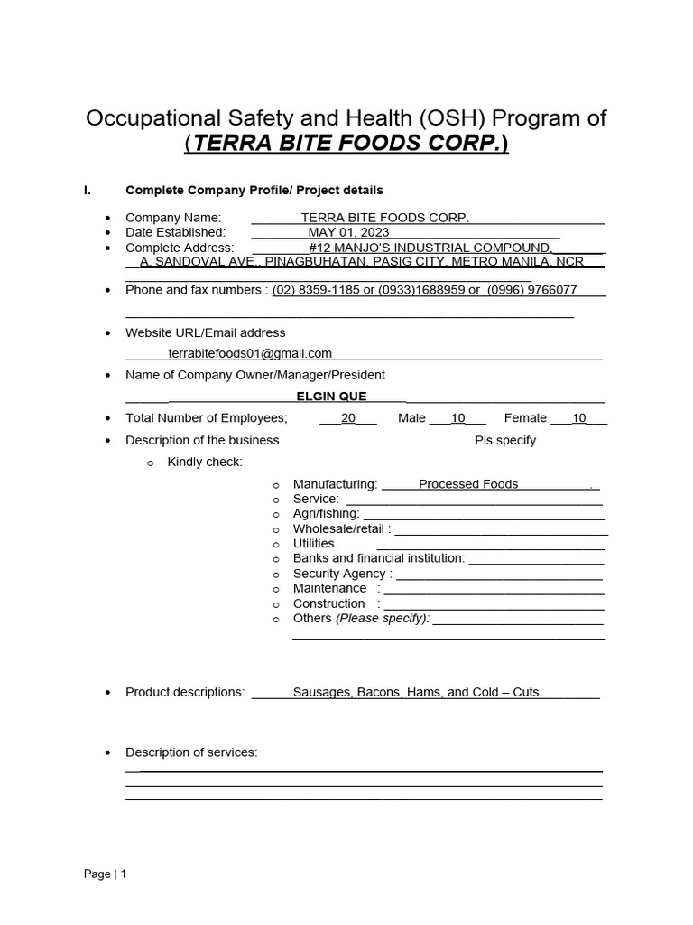 Osh Form Dole | PDF | Occupational Safety And Health | Personal ...