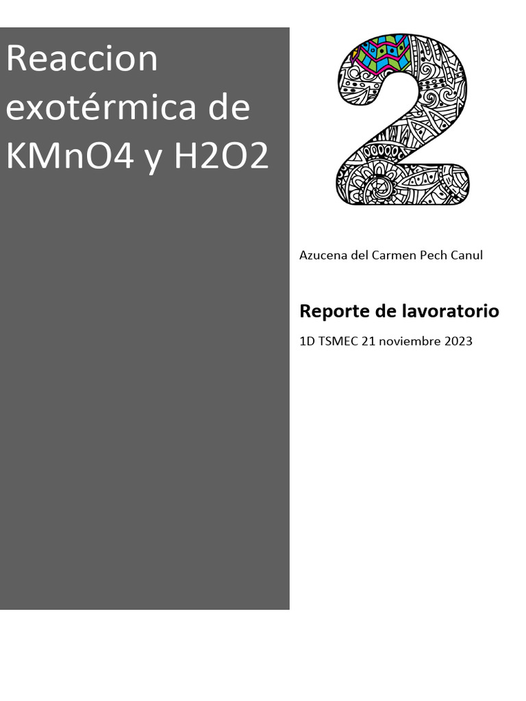 Reaccion Exotérmica de Kmno4 Y H2O2 | PDF | Cantidades fisicas | Física Aplicada e ...