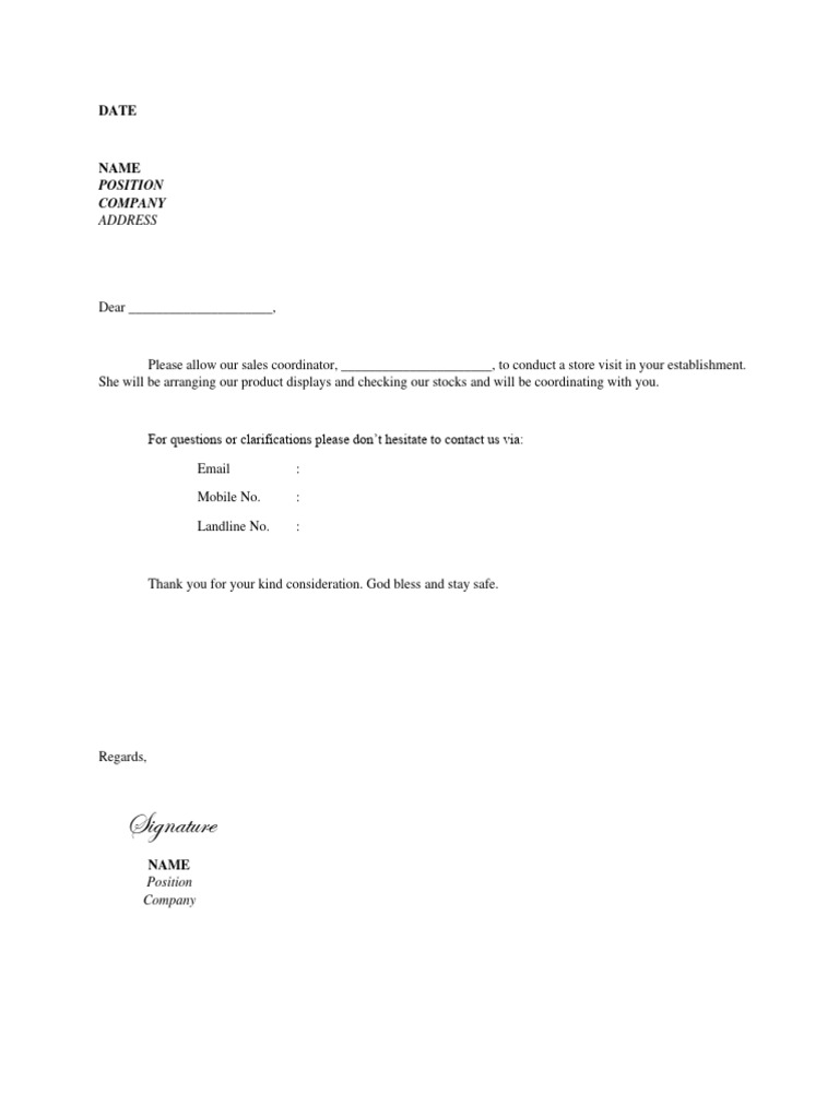 Store Visit Letter | PDF