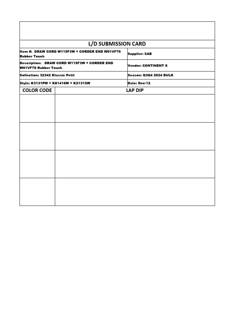Submiss Form C8 Eyelet - Drawcord | PDF | Dyeing | Color
