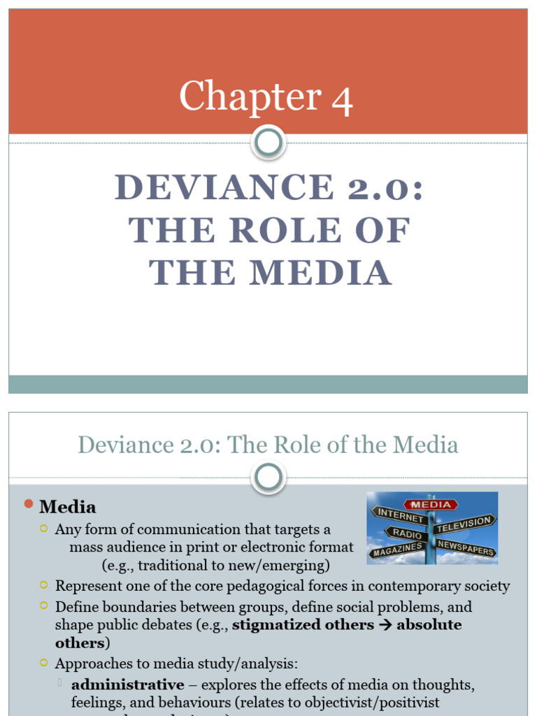 Chapter 4 (Deviance 2.0 - The Role of The Media) Lecture Outline ...