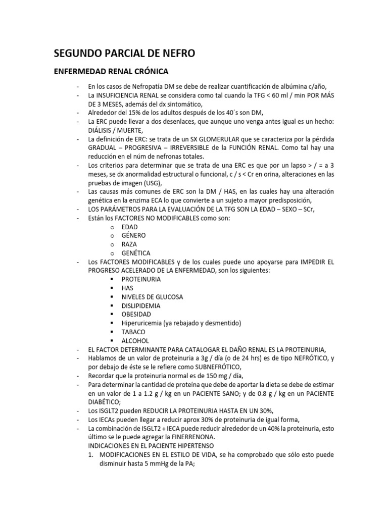 Segundo Parcial de Nefro-1 | PDF | Enfermedad renal crónica | Riñón